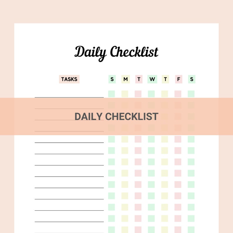 EDITABLE Daily Checklist, Weekly Checklist, Daily Task, Weekly to Do ...