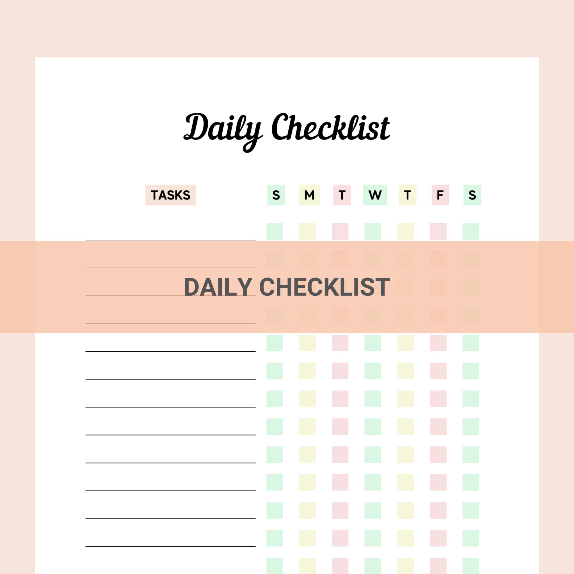 EDITABLE Daily Checklist, Weekly Checklist, Daily Task, Weekly to Do ...