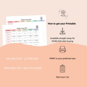 Editable Weekly Lesson Plan Template: Printable Teacher Planner (PDF ...