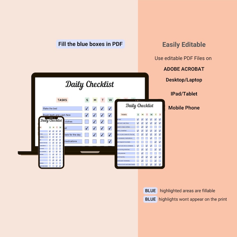 EDITABLE Daily Checklist, Weekly Checklist, Daily Task, Weekly to Do ...