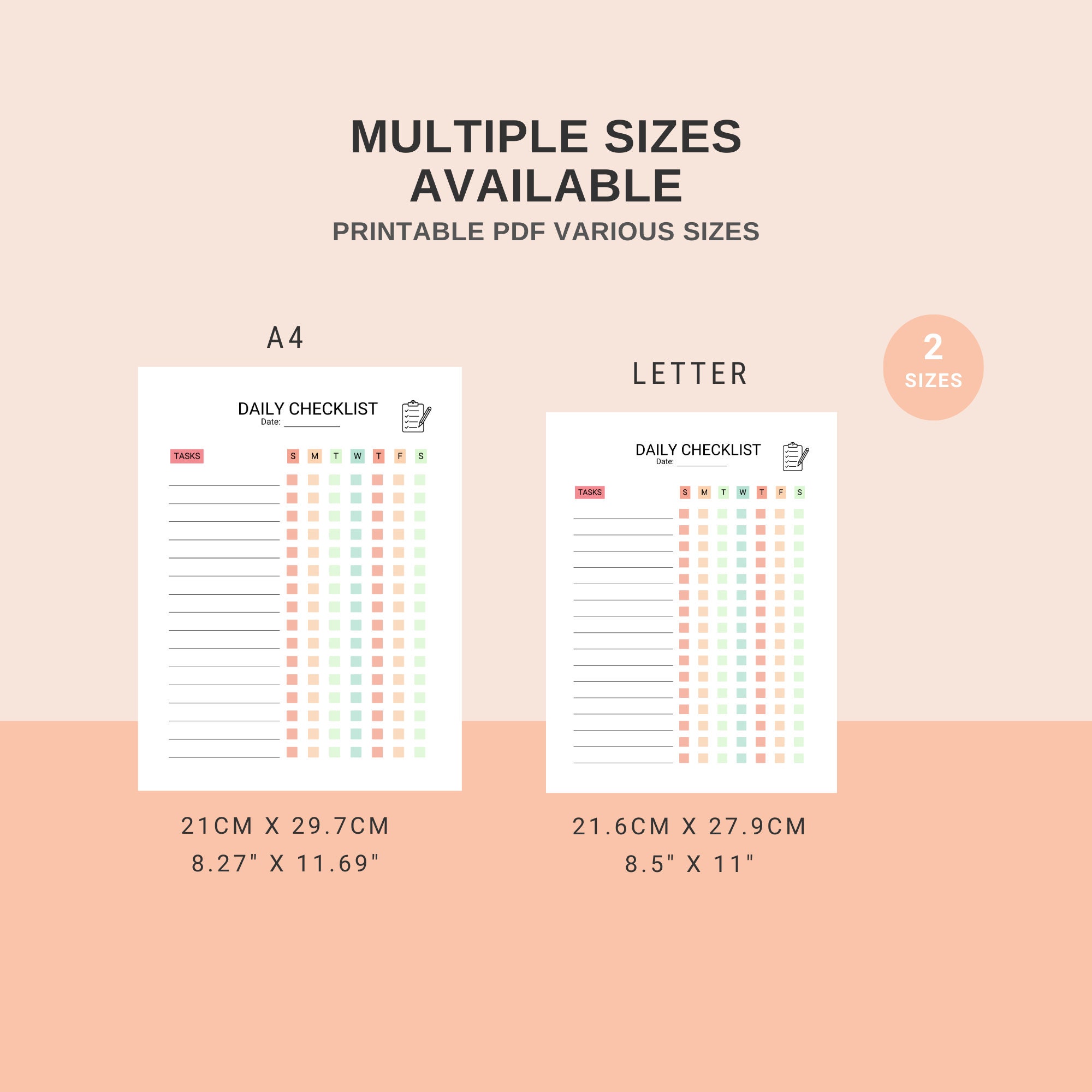 Editable Daily Checklist: Weekly Task Planner (letter & A4 PDF) - Etsy
