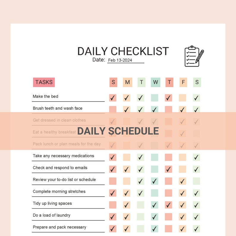 Editable Daily Checklist: Weekly Task Planner (letter & A4 PDF) - Etsy