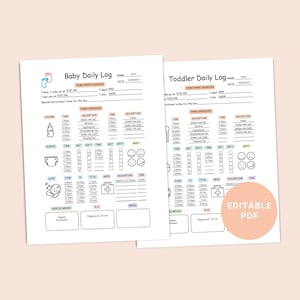 EDITABLE Baby Daily Log, Daily Toddler Log Printable, Toddler Daily ...