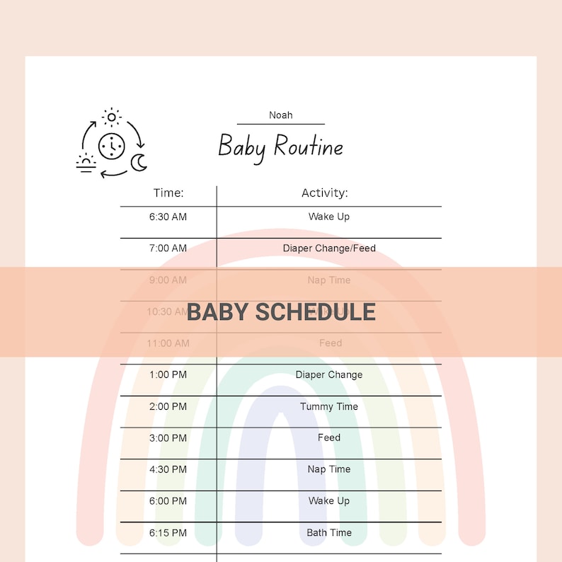 EDITABLE Baby Schedule, Customizable Baby Schedule, Editable Infant ...