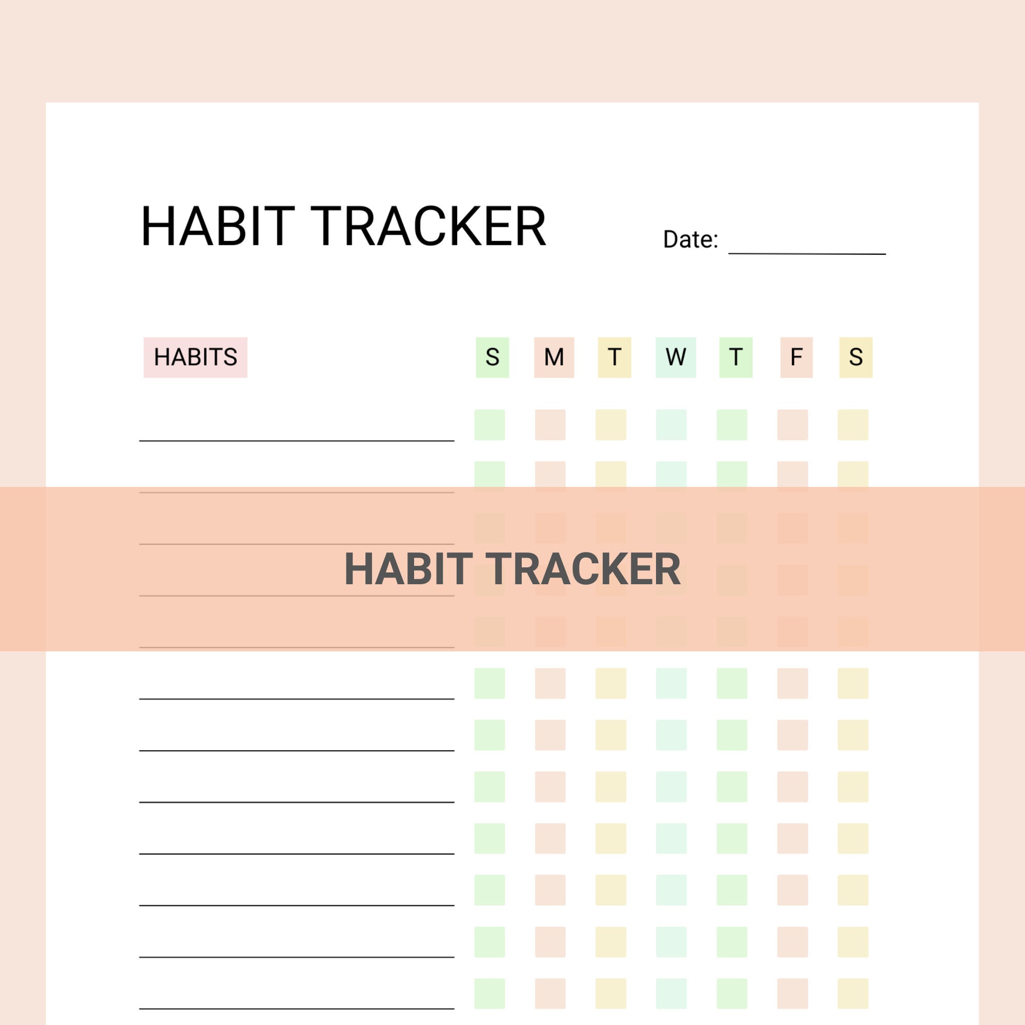 EDITABLE Printable Habit Tracker List, Weekly Habit Tracker, Habit ...