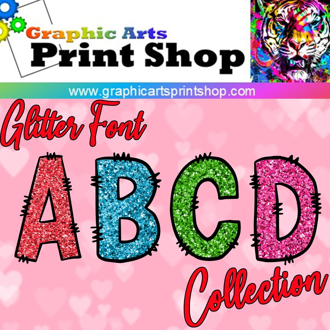 Faux Glitter Doodle Font - Four Colors! - Etsy