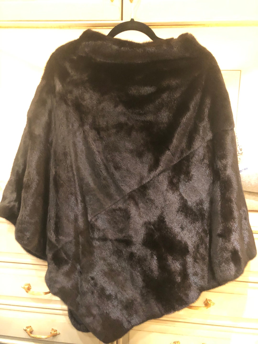 Real Black Ranch Mink Poncho - Etsy