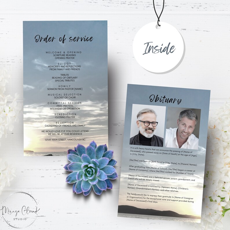 Funeral Program Celebrating the Life Minimalist Program in Loving ...