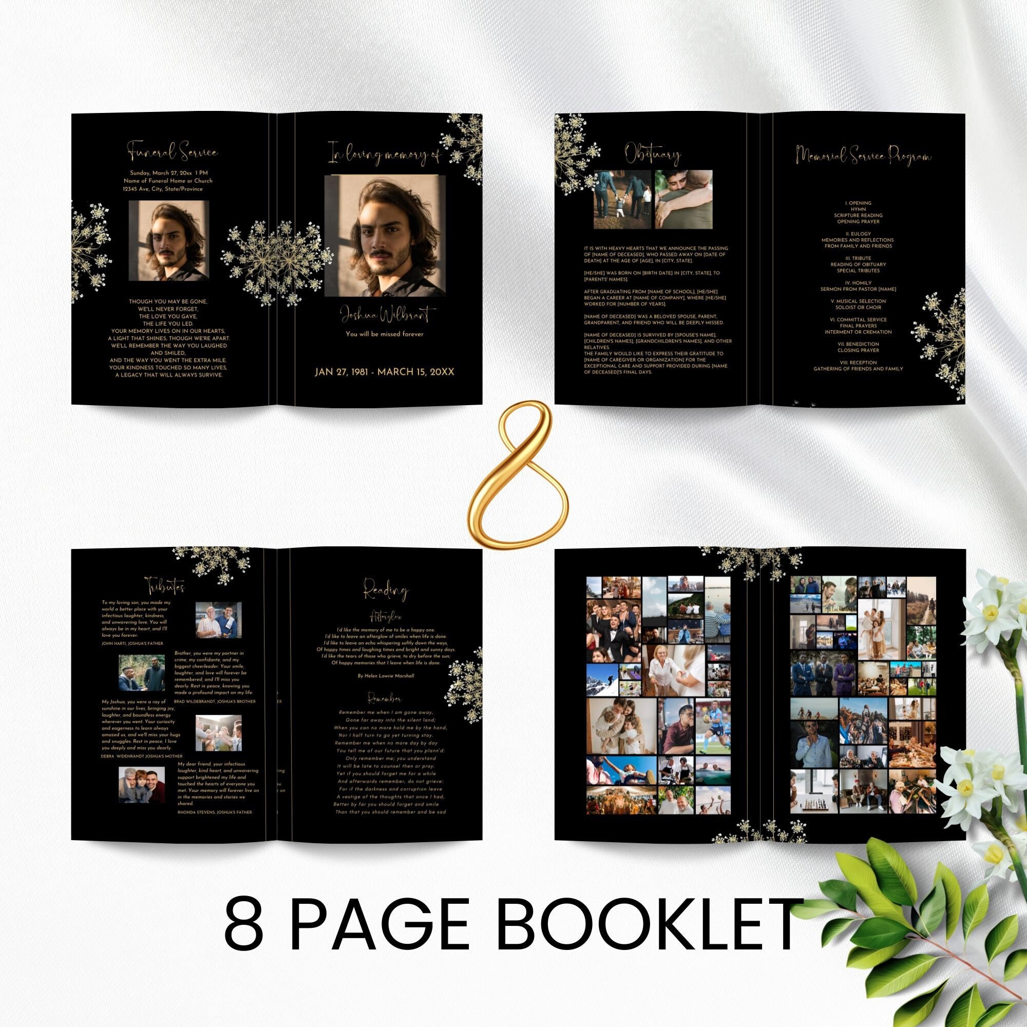 Funeral Brochure 8 Pages & Collage Celebration of Life Brochure in ...