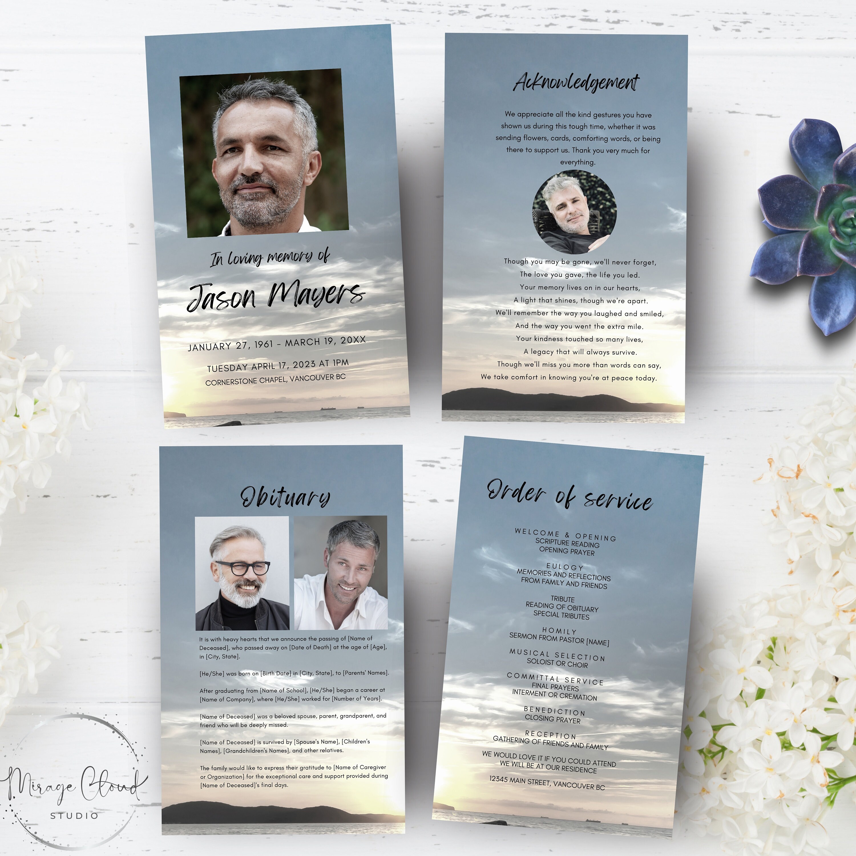 Funeral Program Celebrating the Life Minimalist Program in Loving ...