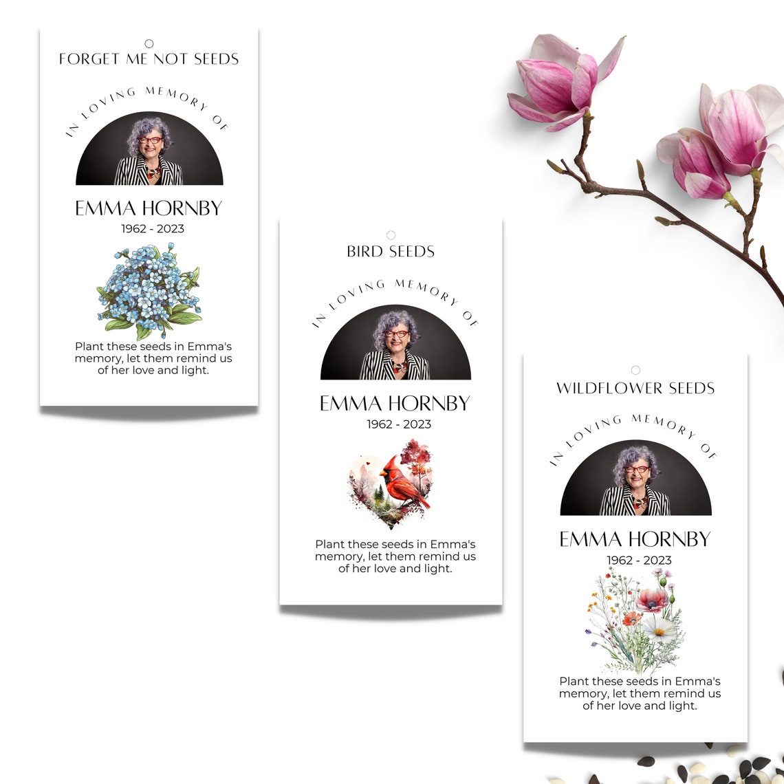 Funeral Seed Favor Labels Set 3 Fully Editable Downloadable - Etsy