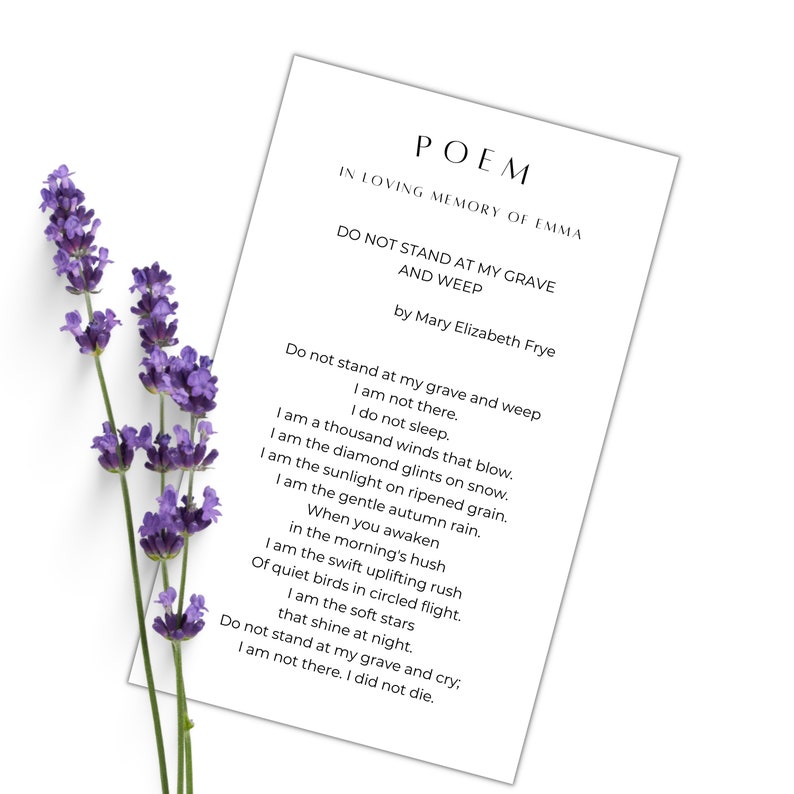 Funeral Poem Card Fully Editable Template | in Loving Memory Obituary ...