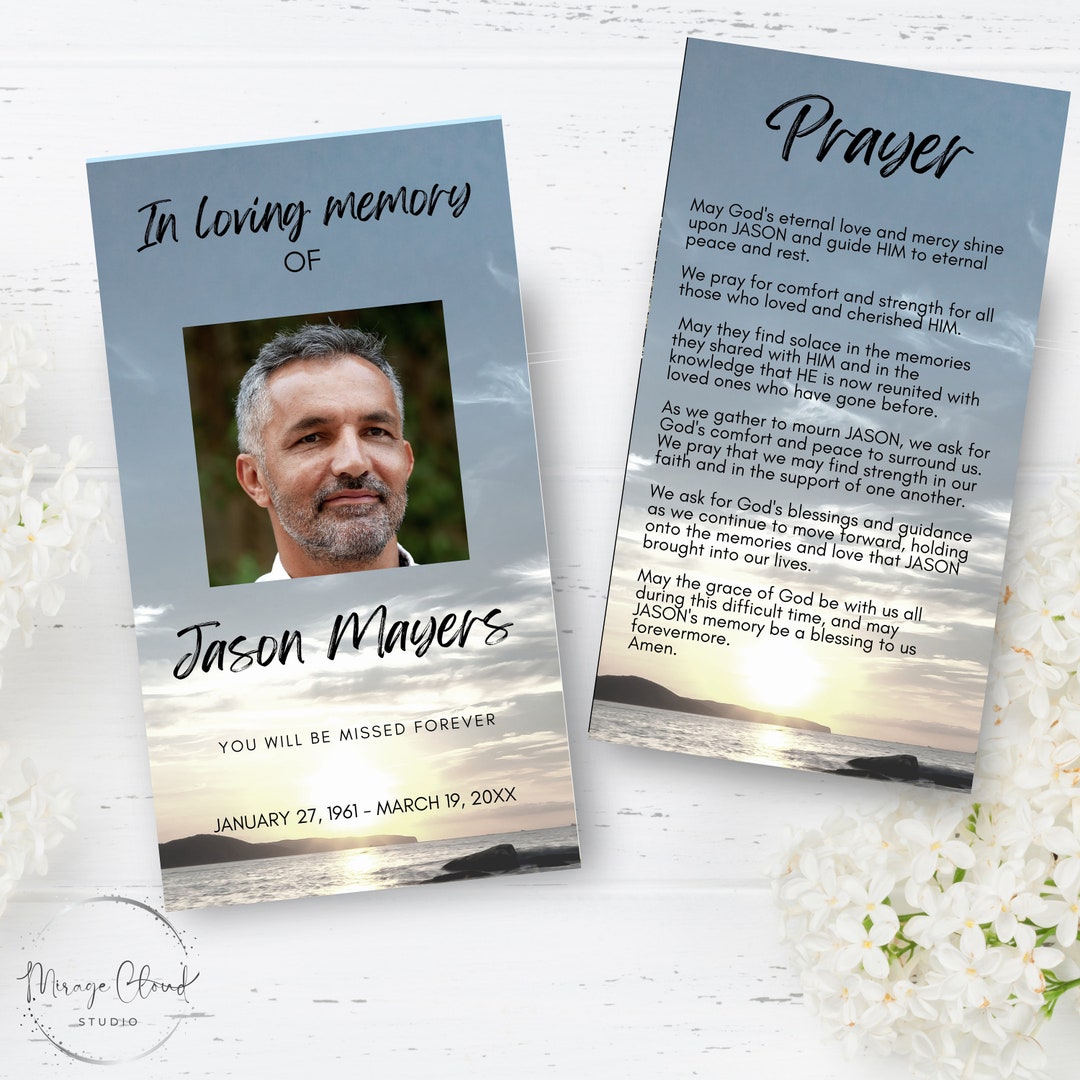Funeral Prayer Celebrating the Life Prayer Funeral Prayer Card in ...