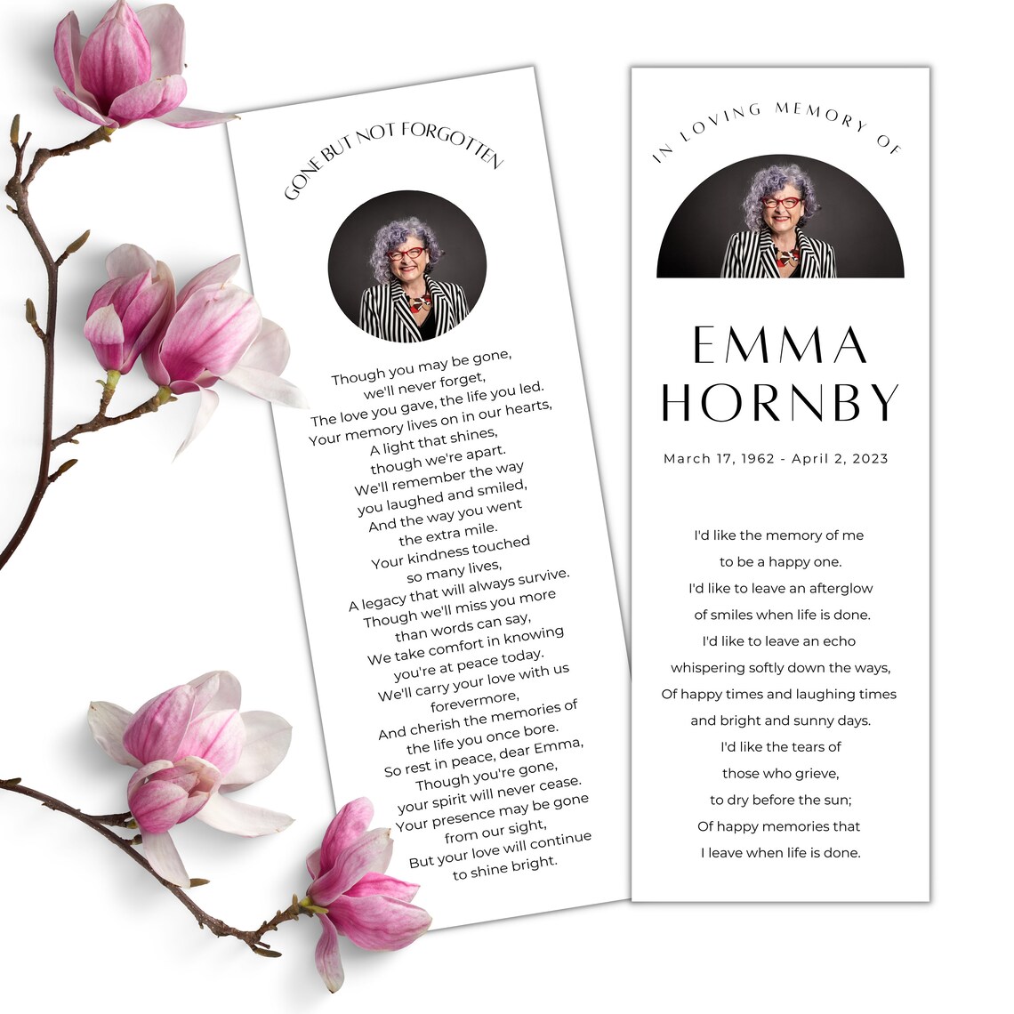 Funeral Bookmark Fully Editable Downloadable Template Memorial ...