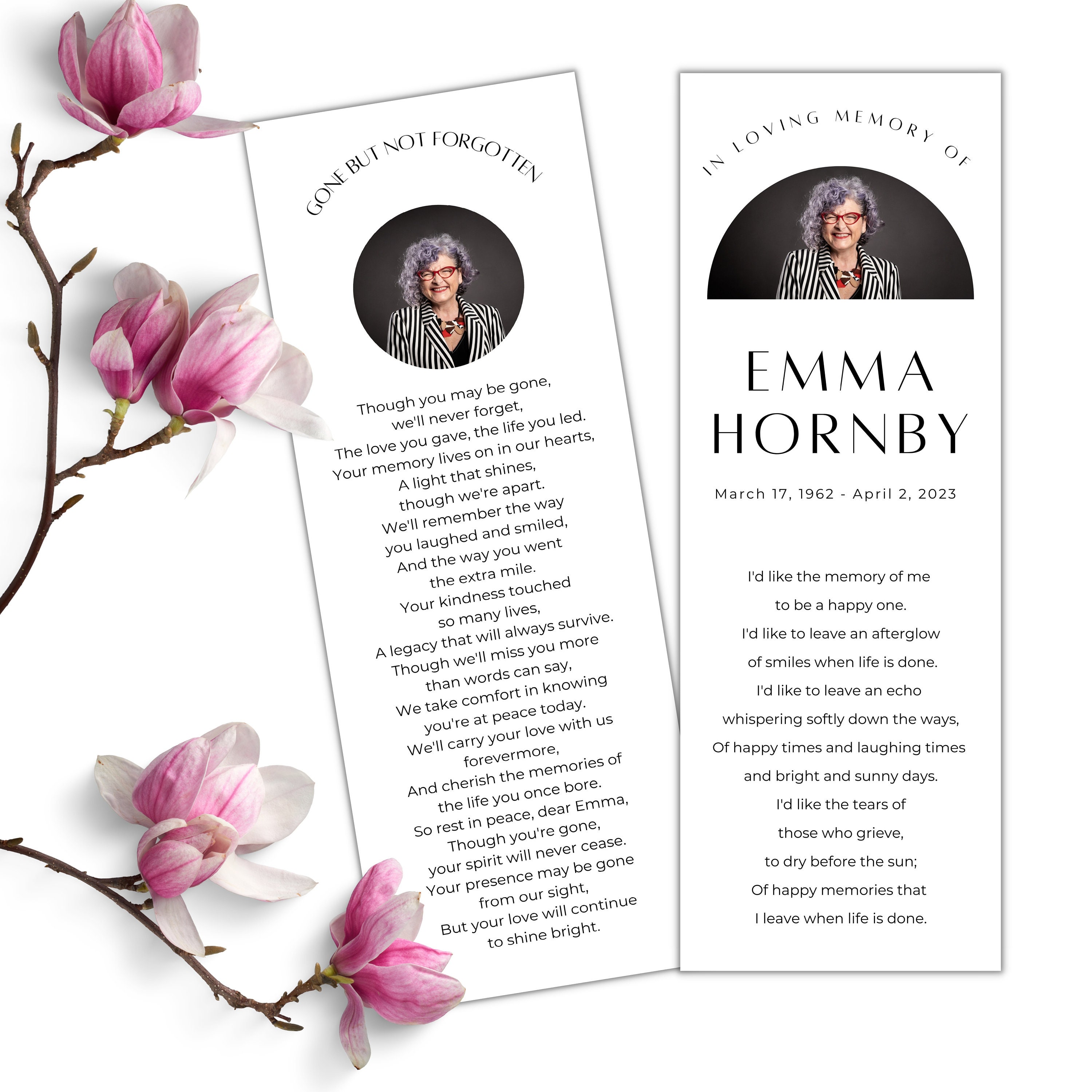 Funeral Bookmark Fully Editable Downloadable Template | Memorial ...
