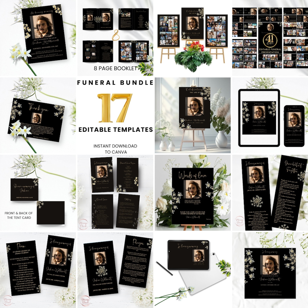 Funeral Bundle Celebrating the Life Set of 17 Funeral Bundle in Loving ...