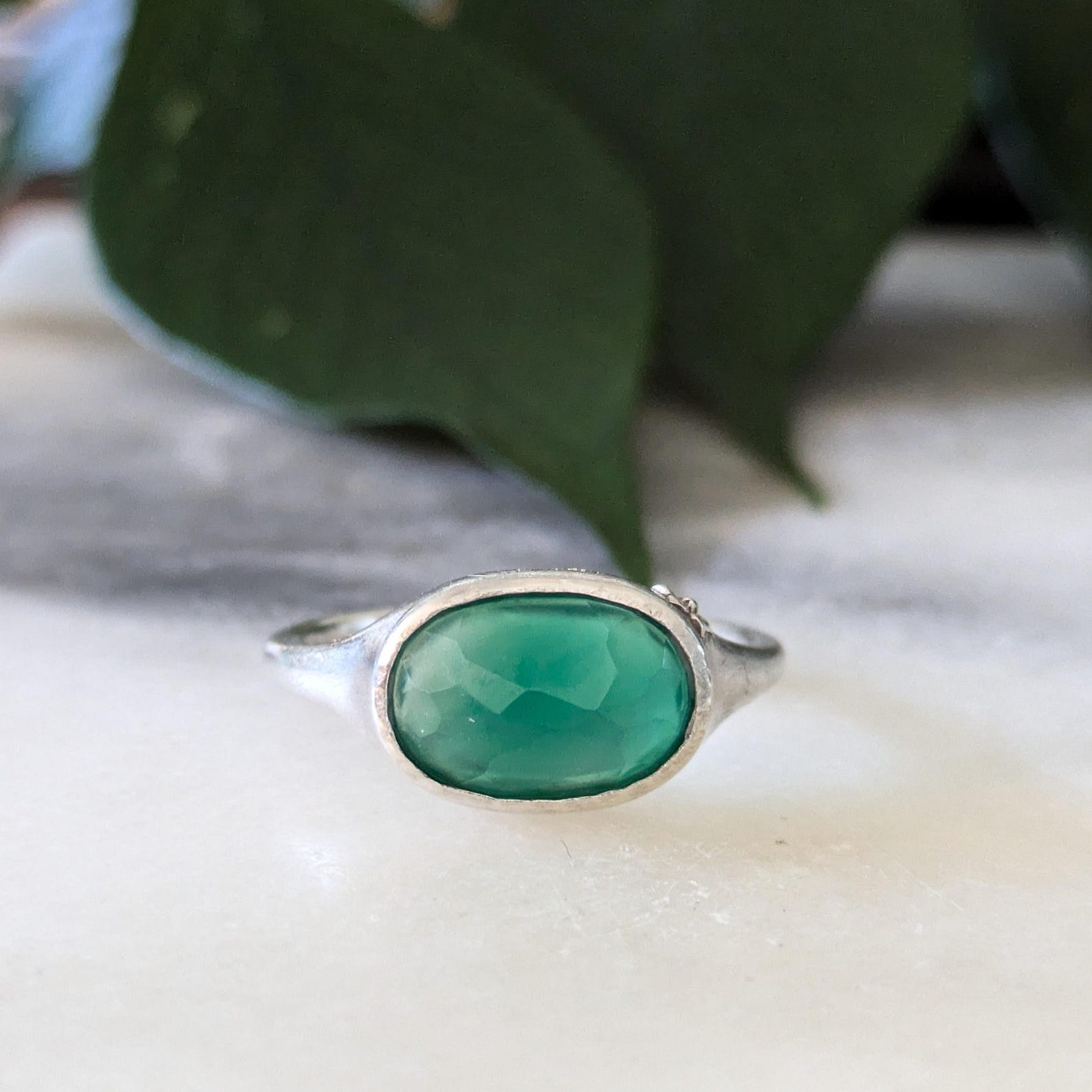 The Subtle Garden Ring. Green Onyx Ring With Hoya Flower Details ...