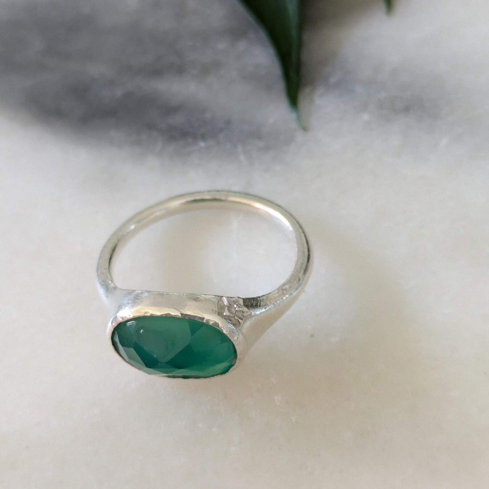 The Subtle Garden Ring. Green Onyx Ring With Hoya Flower Details ...