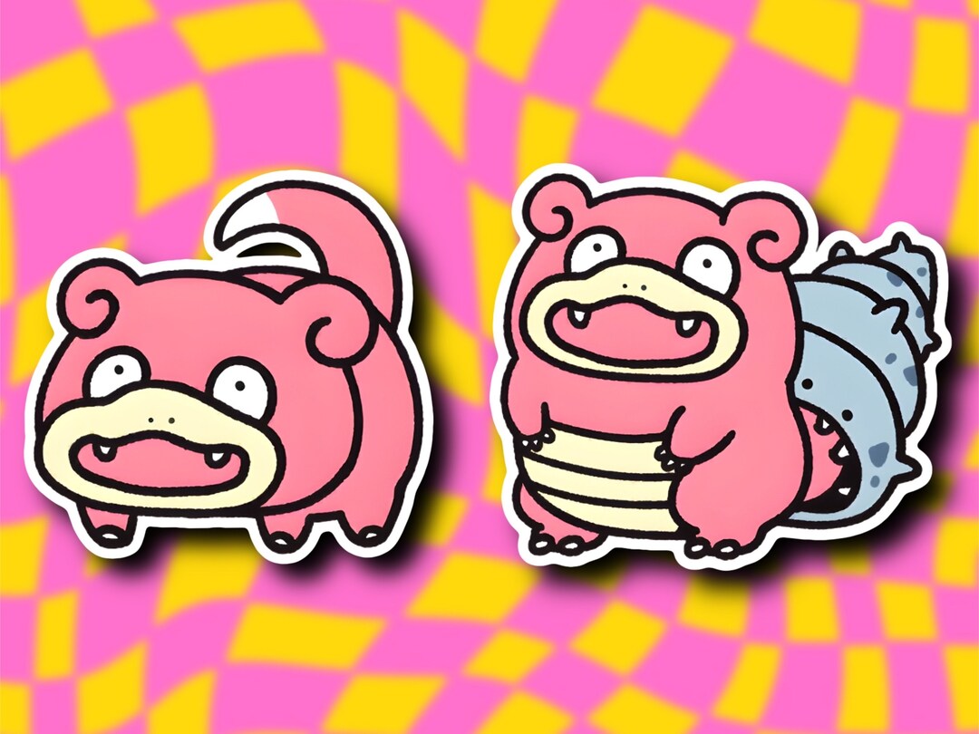 Slowpoke Slowbro Cute Pokémon Stickers Kawaii Chibi Water Resistant ...