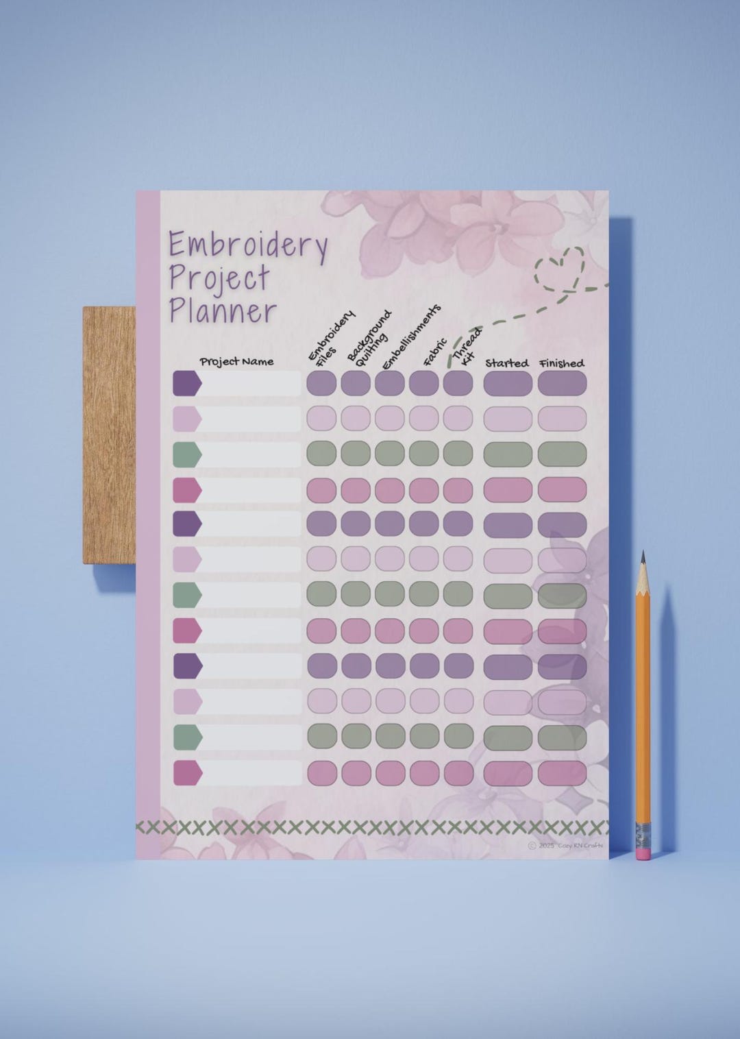 Planner Page for Machine Embroidery Projects - Etsy