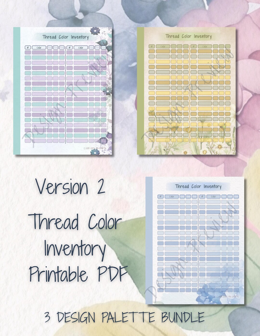 Version 2 Thread Color Inventory Tracking Sheet Bundle - Printable - Etsy