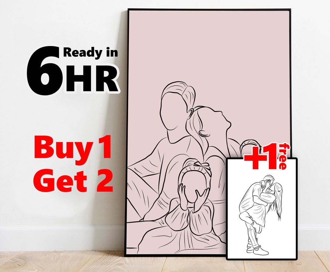 Custom One Line Drawing Portrait From Picture, Couple Faceless Portrait ...
