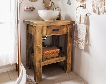 Handcrafted Rustic Barnwood Vanity Bathroom, Custom Rustic Single Sink ...