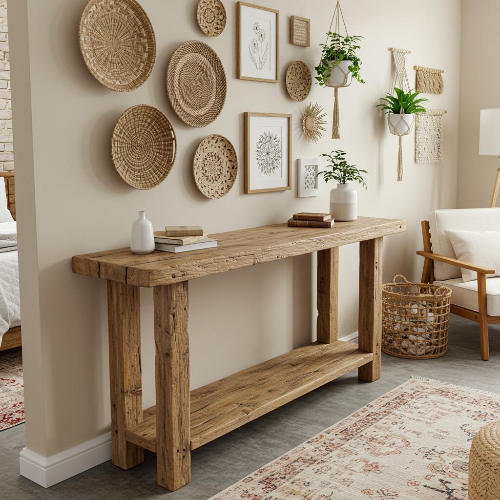 Handmade Rustic Console Table, Custom Reclaimed Farmhouse Hallway Table ...