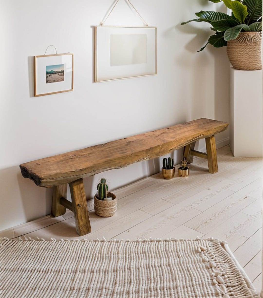 Rustic Reclaimed Wood Bench, Farmhouse Solid Wood Entryway Bench ...