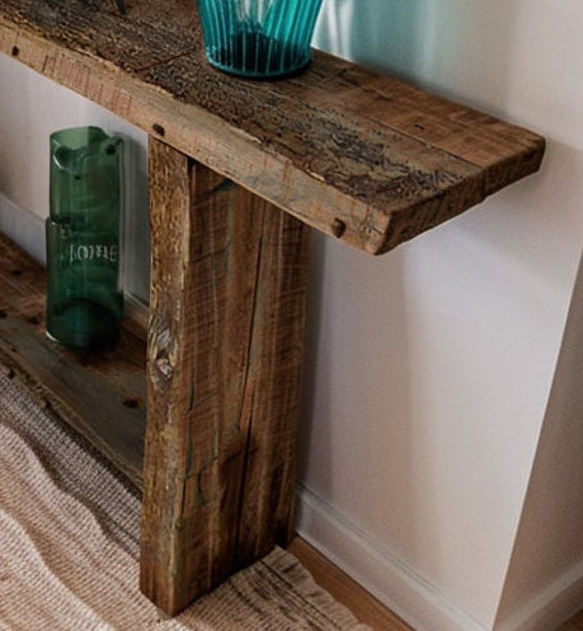 Handmade Rustic Console Table, Custom Reclaimed Farmhouse Hallway Table ...