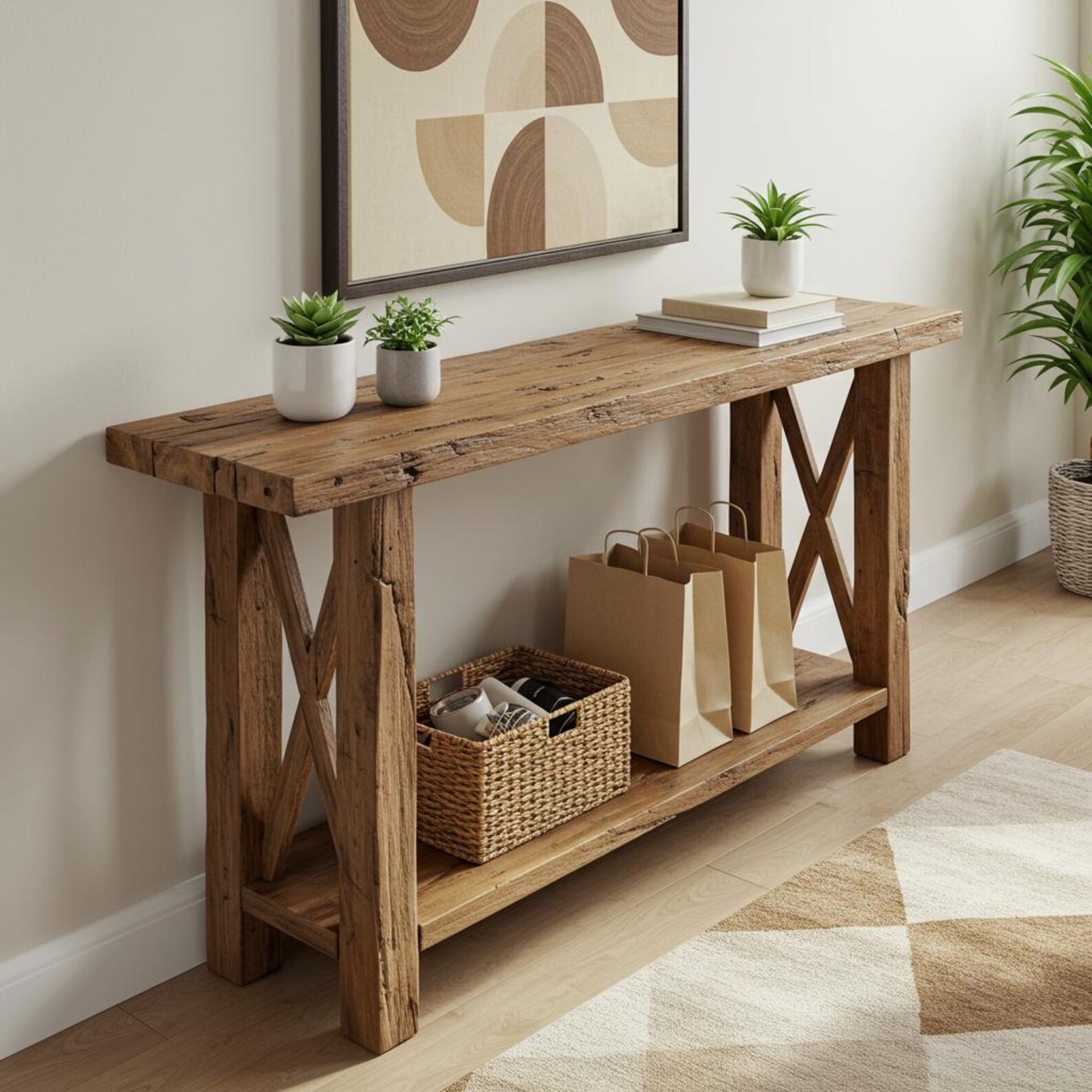 Handmade Rustic Console Table, Custom Reclaimed Farmhouse Hallway Table ...