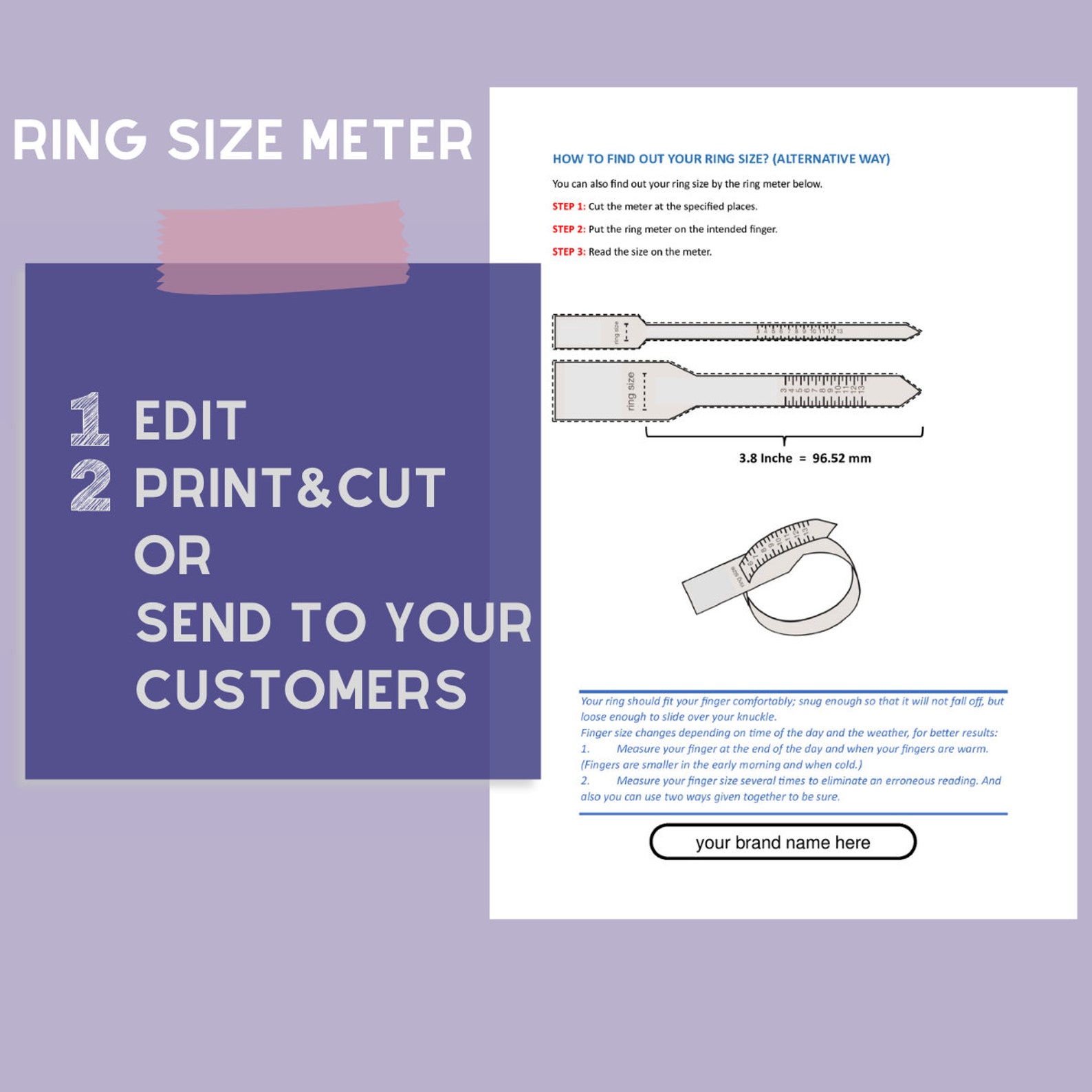 Editable Ring Size Chart, Ring Size Guide, US Ring Size Chart, Ring ...