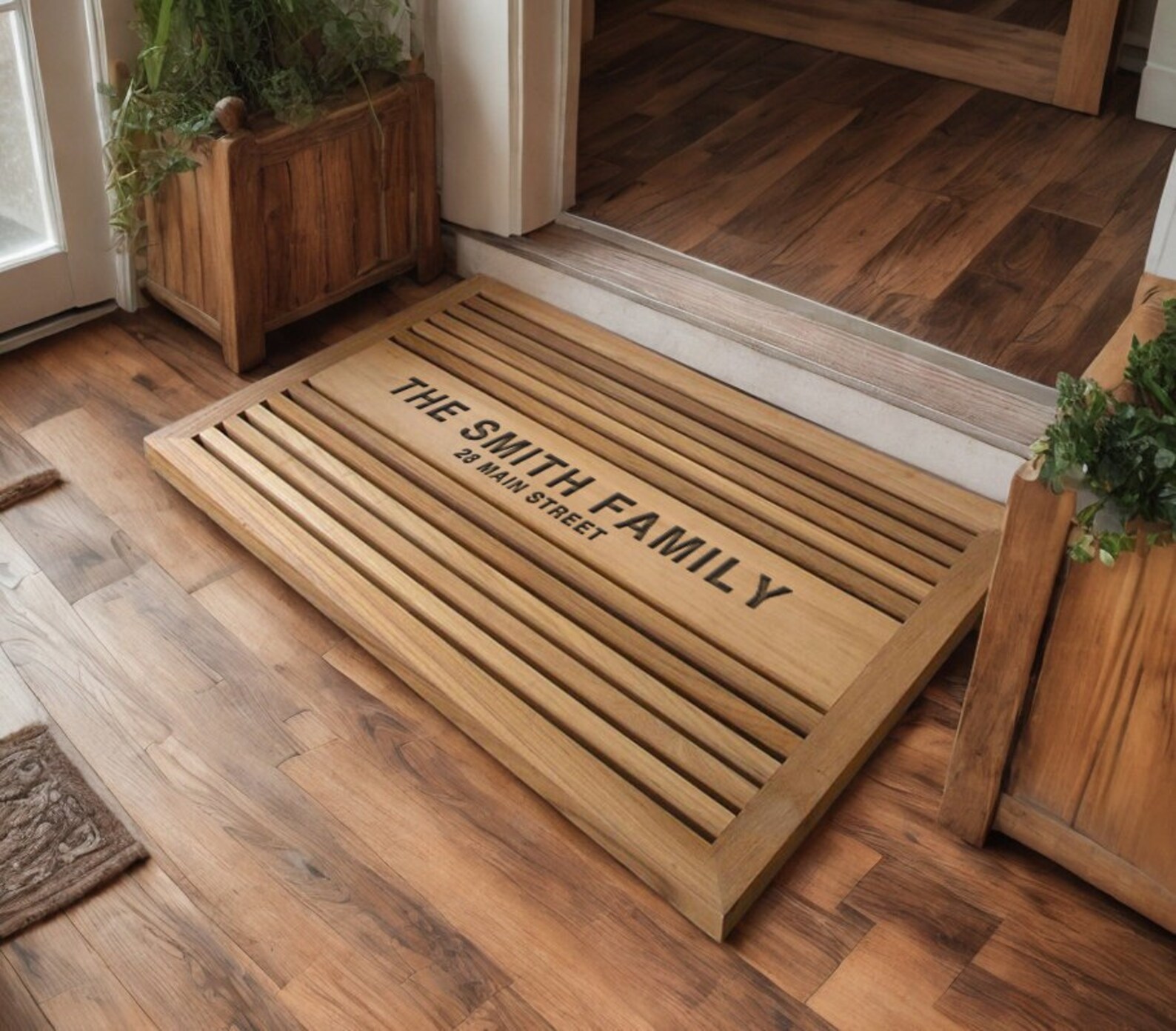 Handmade Wooden Doormats, Personalized Doormat, Wood Welcome Mat ...