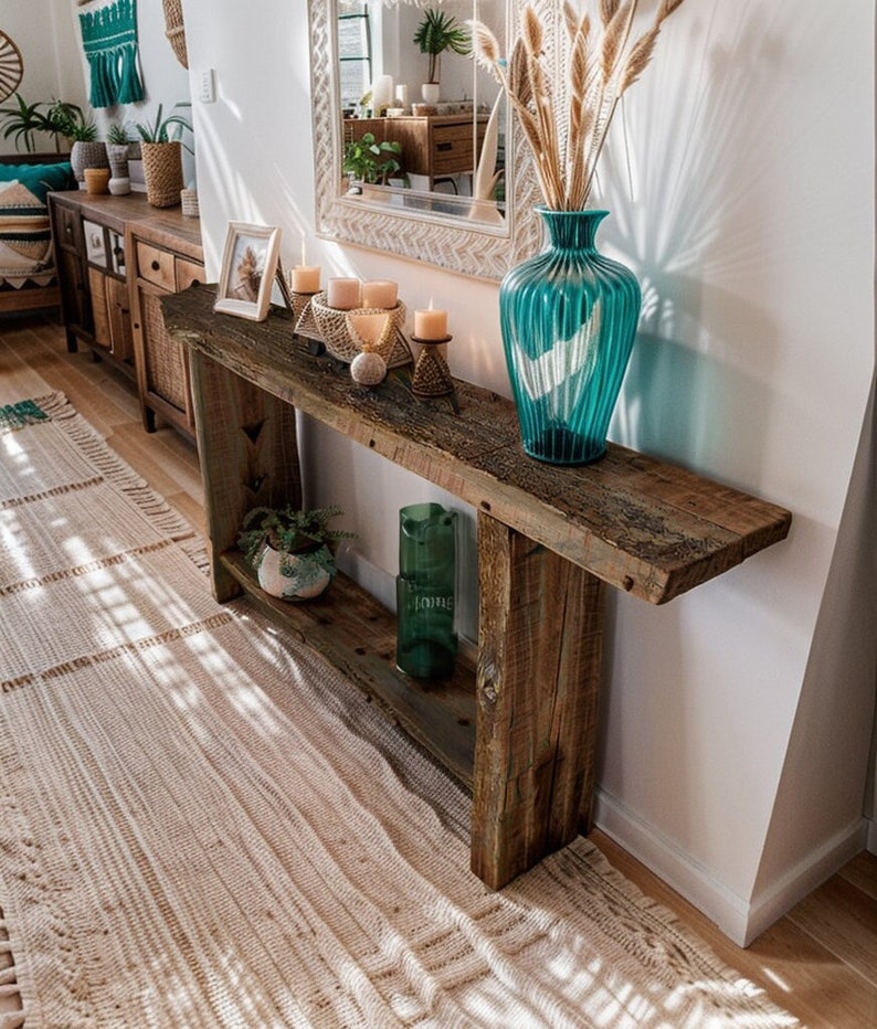 Handmade Rustic Console Table, Custom Reclaimed Farmhouse Hallway Table ...