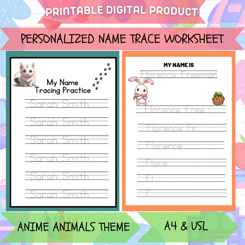 Custom Name Tracing Sheet, Personalized Name Trace Worksheet ...