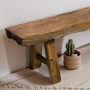 Rustic Reclaimed Wood Bench, Farmhouse Solid Wood Entryway Bench ...