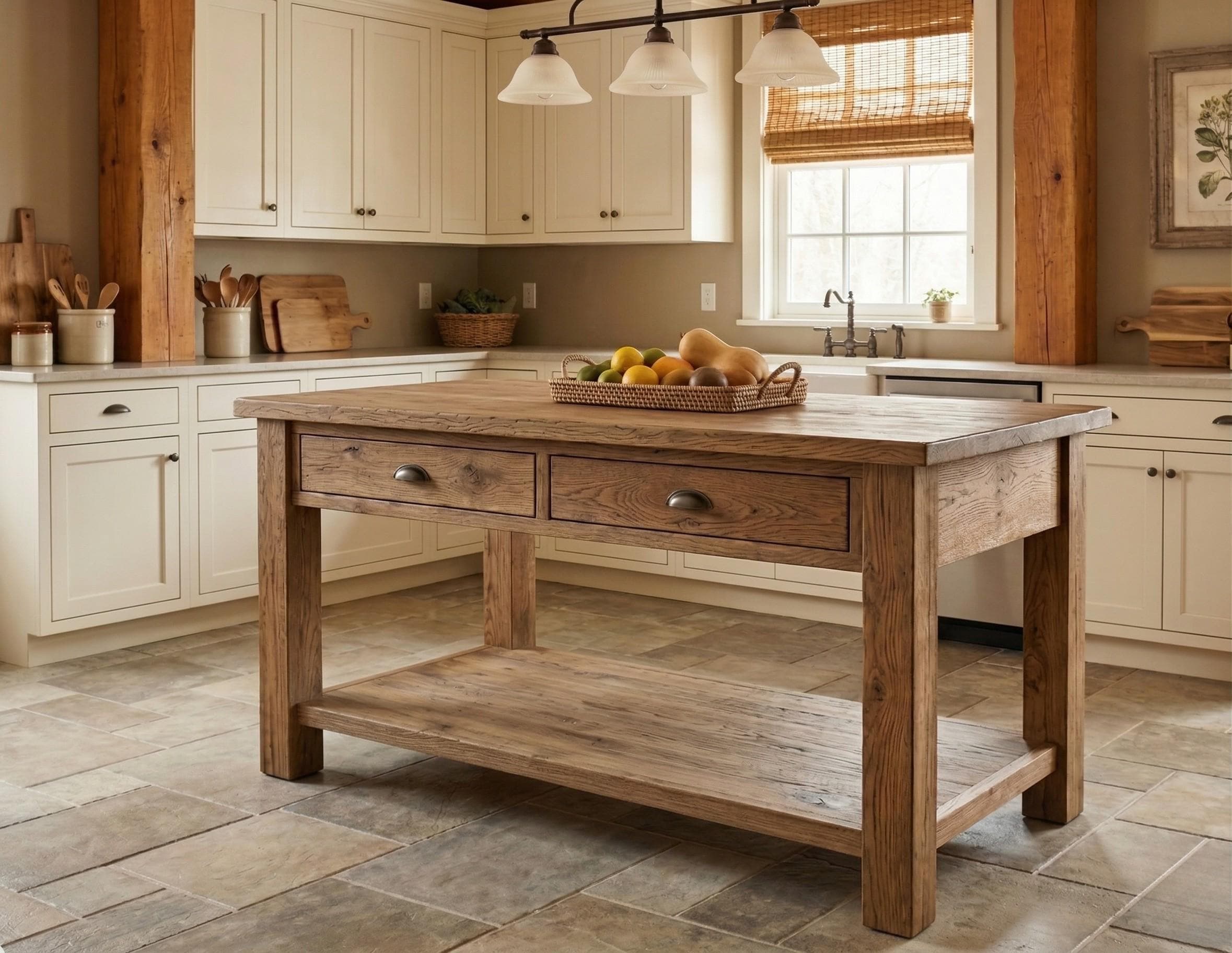 Reclaimed Wood Kitchen Island Storage Rustic Kitchen Island With