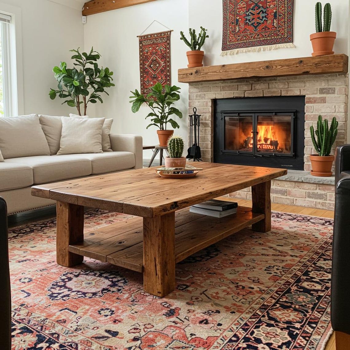 Rustic Coffee Table With Reclaimed Wood, Reclaimed Furniture Rustic Low ...