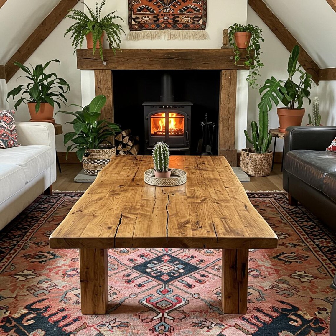 Rustic Coffee Table With Reclaimed Wood, Reclaimed Furniture Rustic Low ...