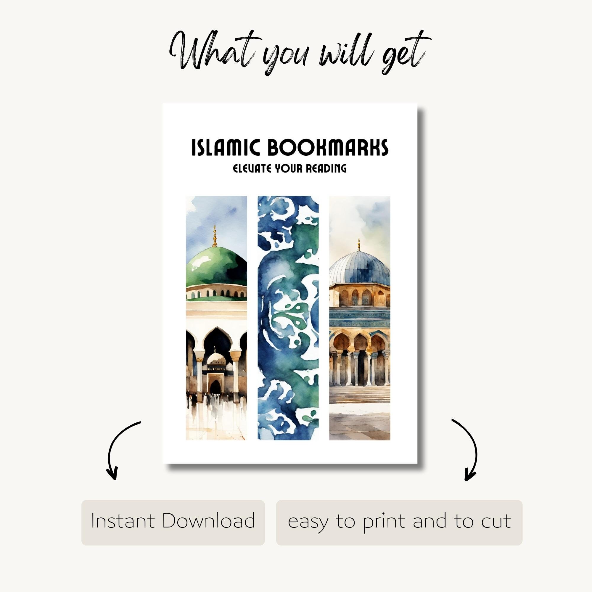 Islamic Bookmarks, Quranic Bookmark, Oriental Pattern Watercolor, Al ...