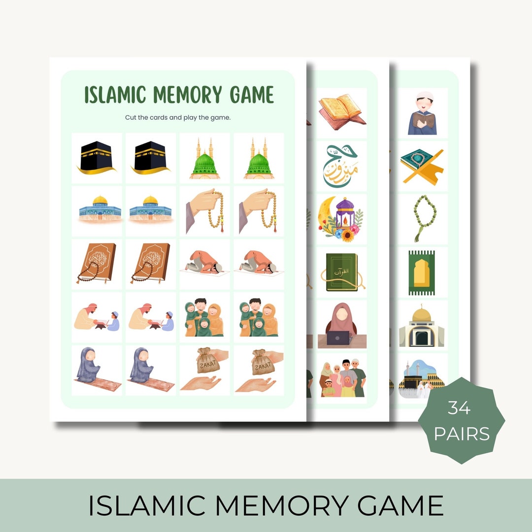Islamic Activity Memory Game, Toddler Activity Islam, Islamic ...