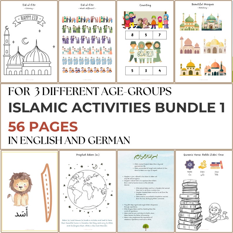 Bundle Islamic Activities Kids, Prophets of Islam, Learn Arabic, Arabic ...