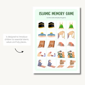 Islamic Activity Memory Game, Toddler Activity Islam, Islamic ...