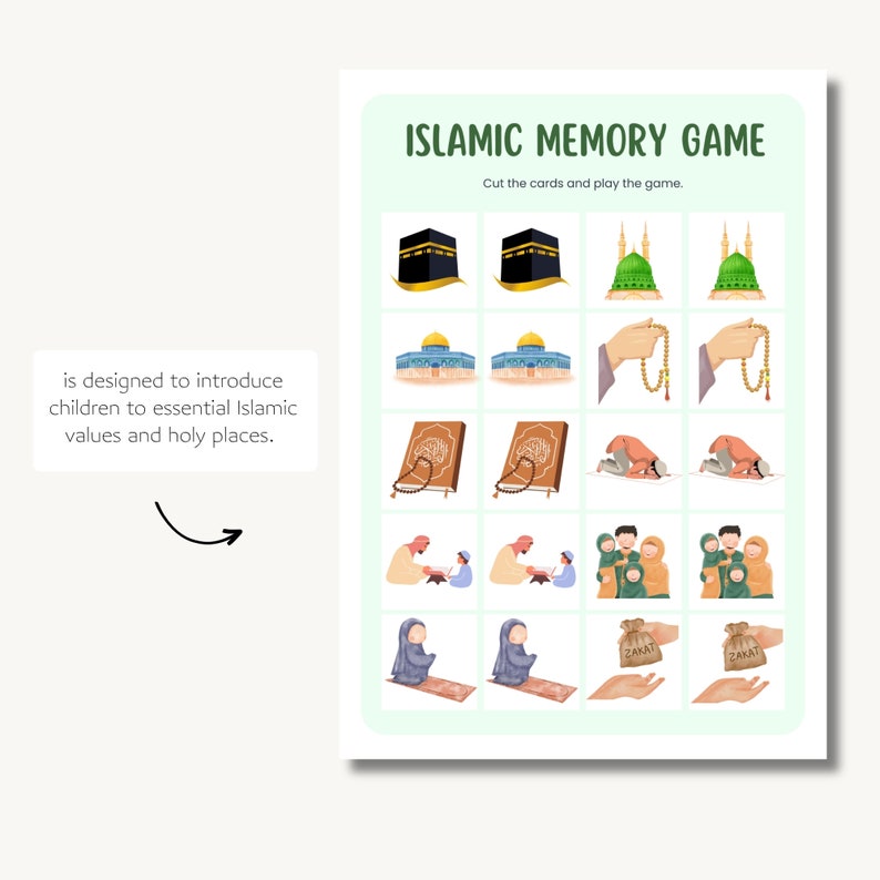 Islamic Activity Memory Game, Toddler Activity Islam, Islamic ...