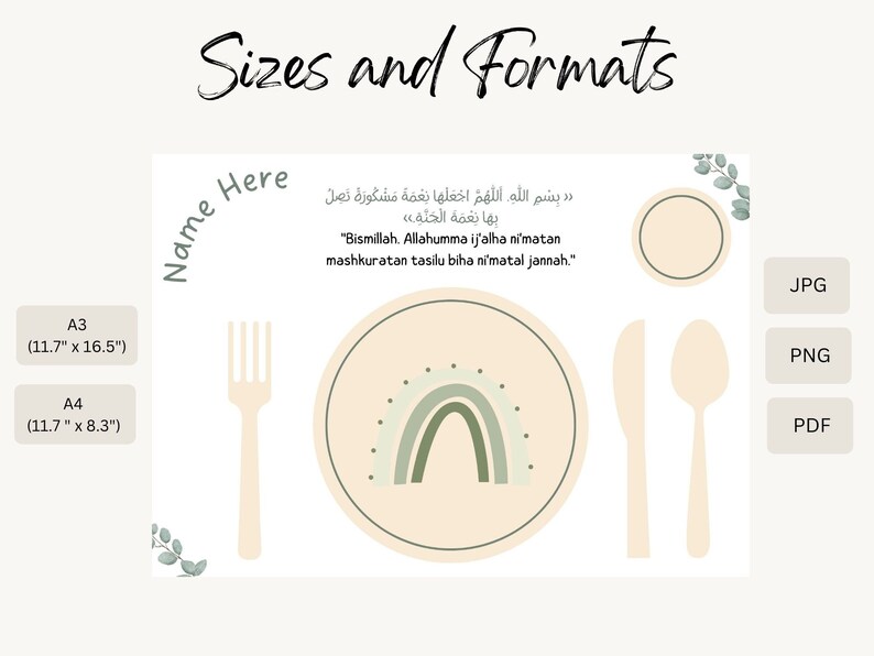 Muslim Kid Placemat, Dua Before Eating, Montessori Muslim, Islam ...