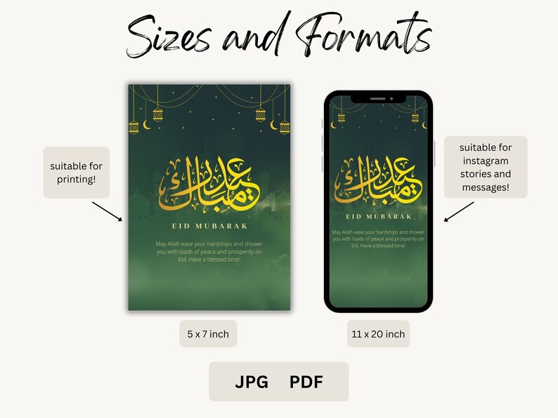 Eid Mubarak Card, Eid Al Adha, Printable Bundle, Greeting Cards for Eid ...