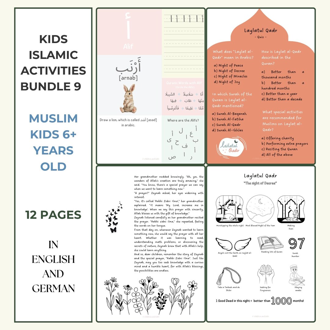 Islamic Activity Book for Kids,kids Arabic Learning,ramadan Crafts,eid ...