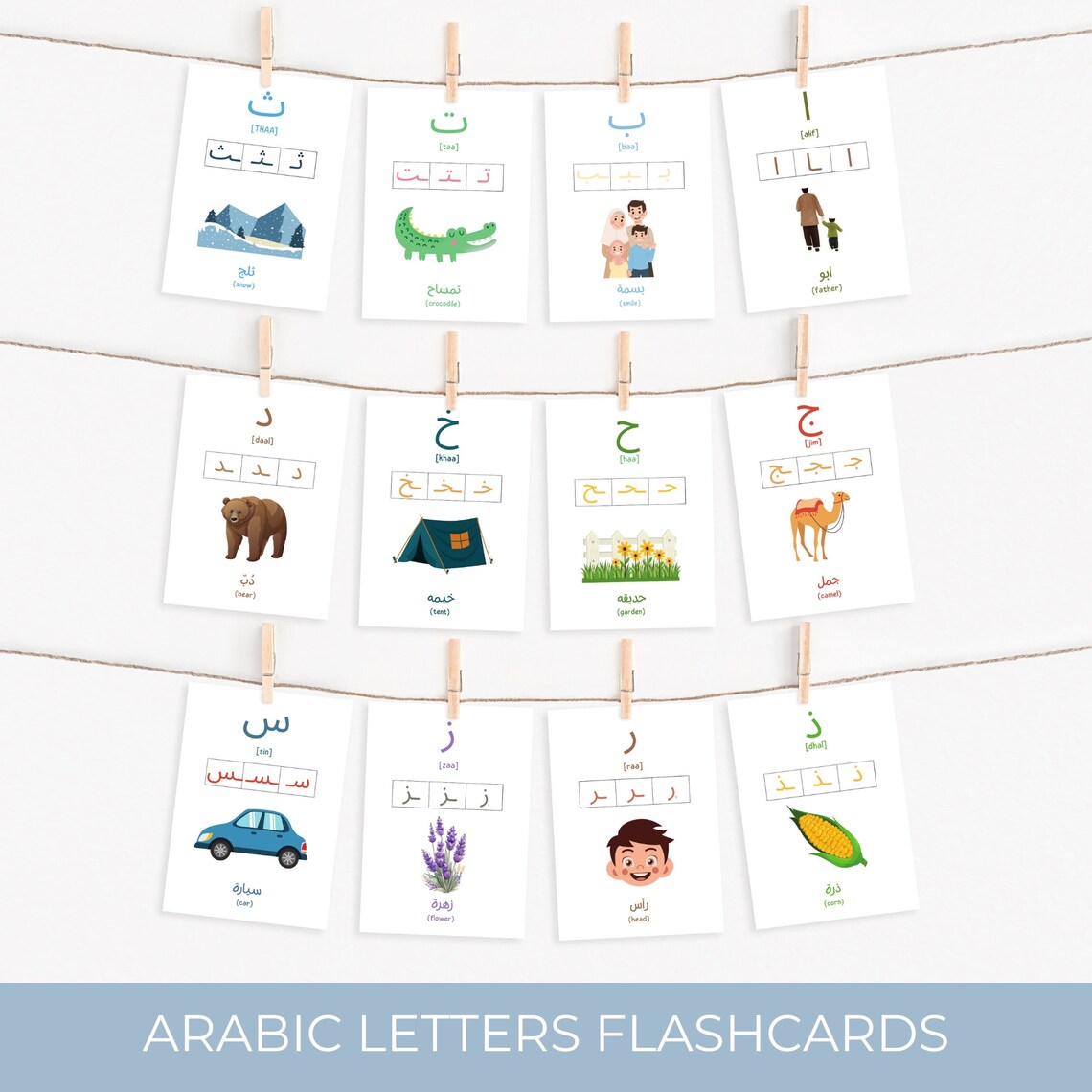 Arabic Letters Flashcards, Arabic Alphabet Flashcards, Arabic Letters ...