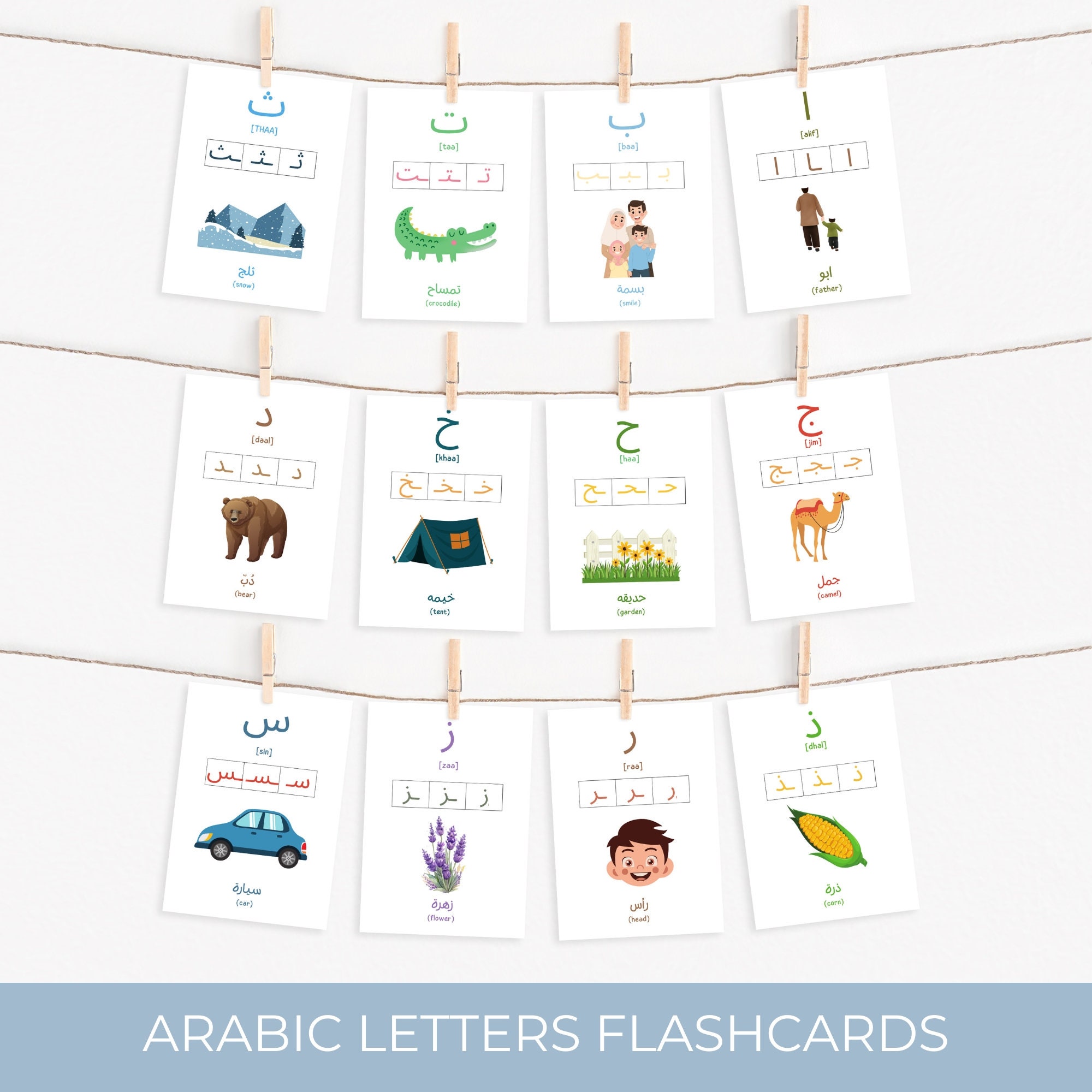 Arabic Letters Flashcards, Arabic Alphabet Flashcards, Arabic Letters ...