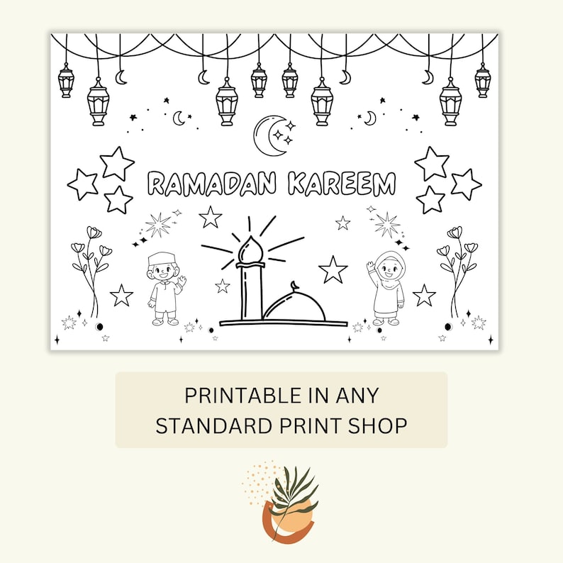 Ramadan Kareem Coloring Poster, Ramadan Coloring Kids, Printable ...